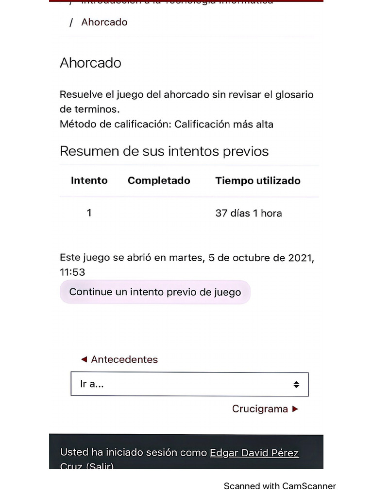 Evi05 - Juegos Ahorcado y Crucigrama | PDF
