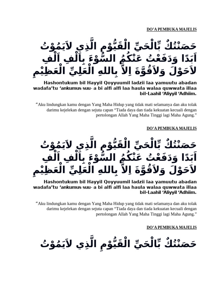 Doa Pembuka Majelis | PDF