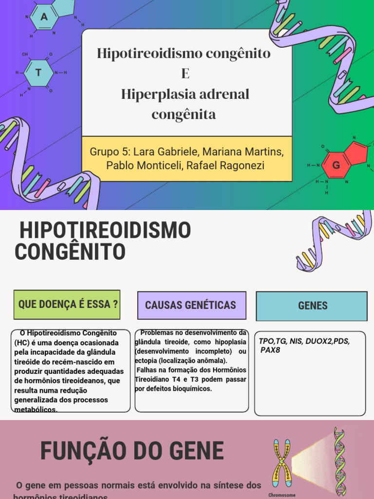 Hipotireoidismo congênito E Hiperplasia adrenal congênita genes | PDF ...