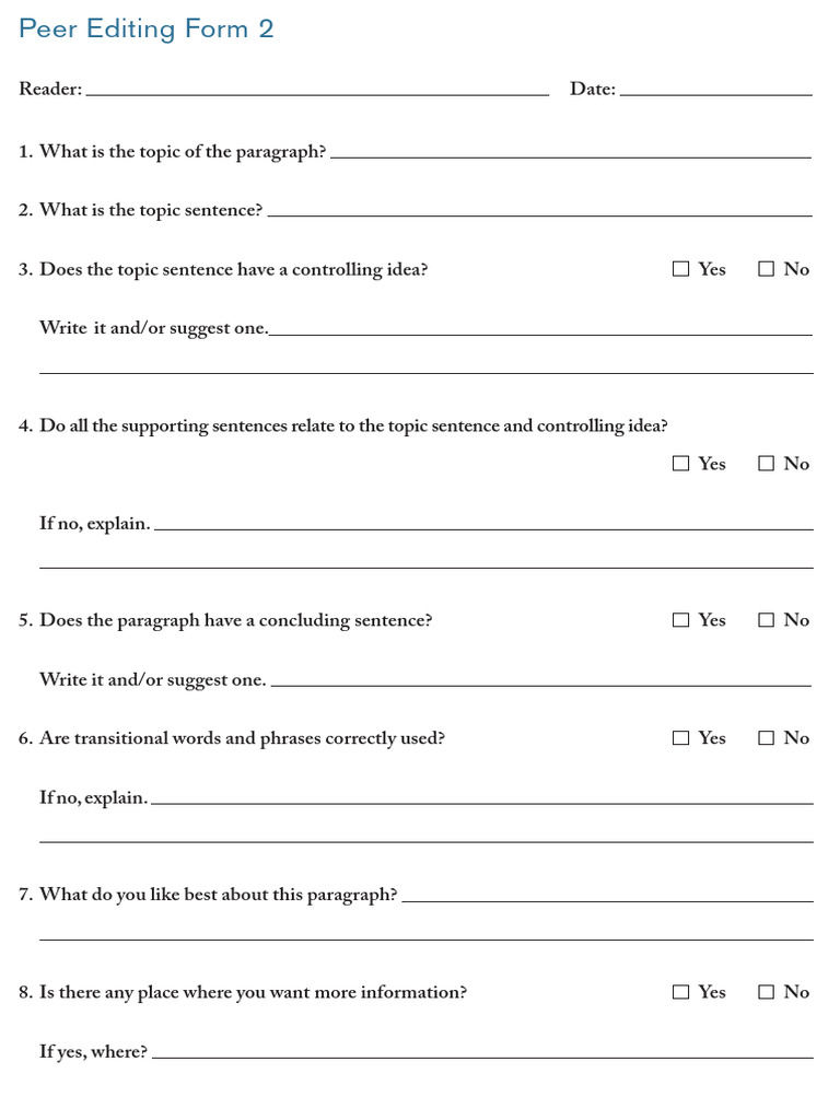 GW - SB3 - Peer Editing Form 2 | PDF