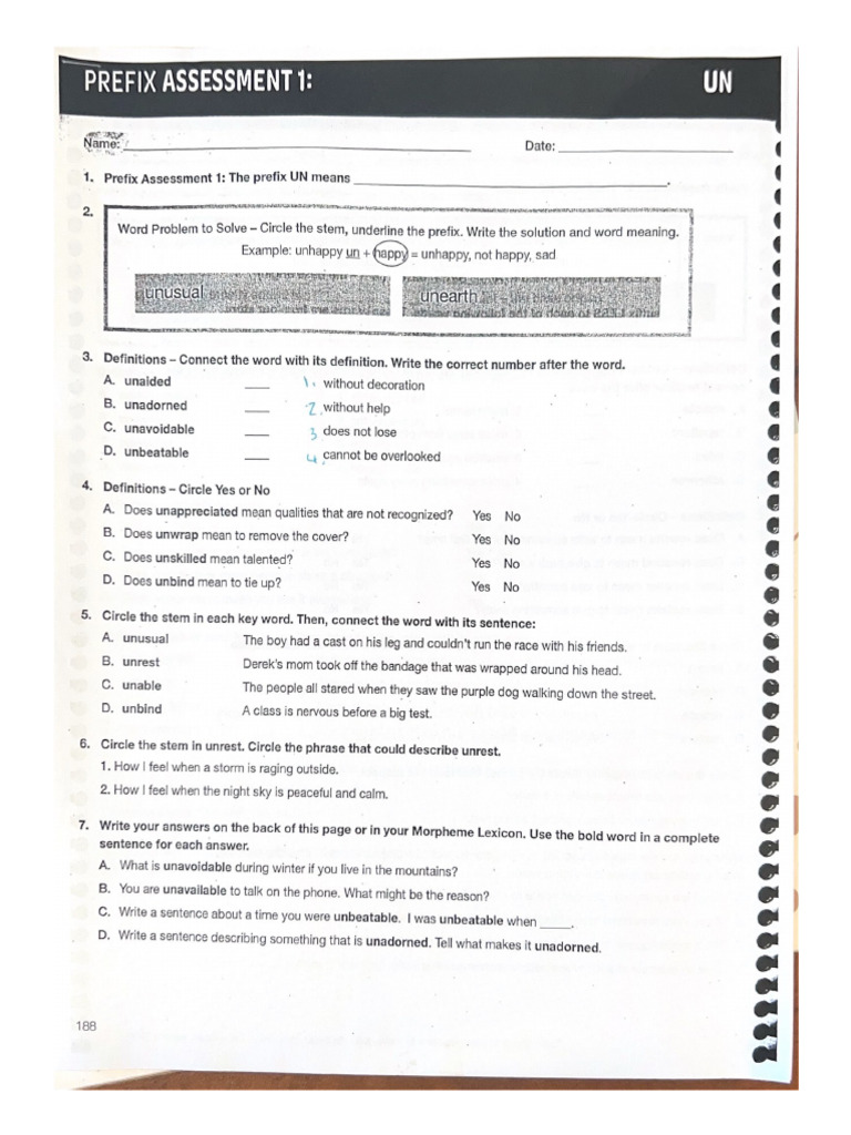 Prefix Assessment 1 | PDF