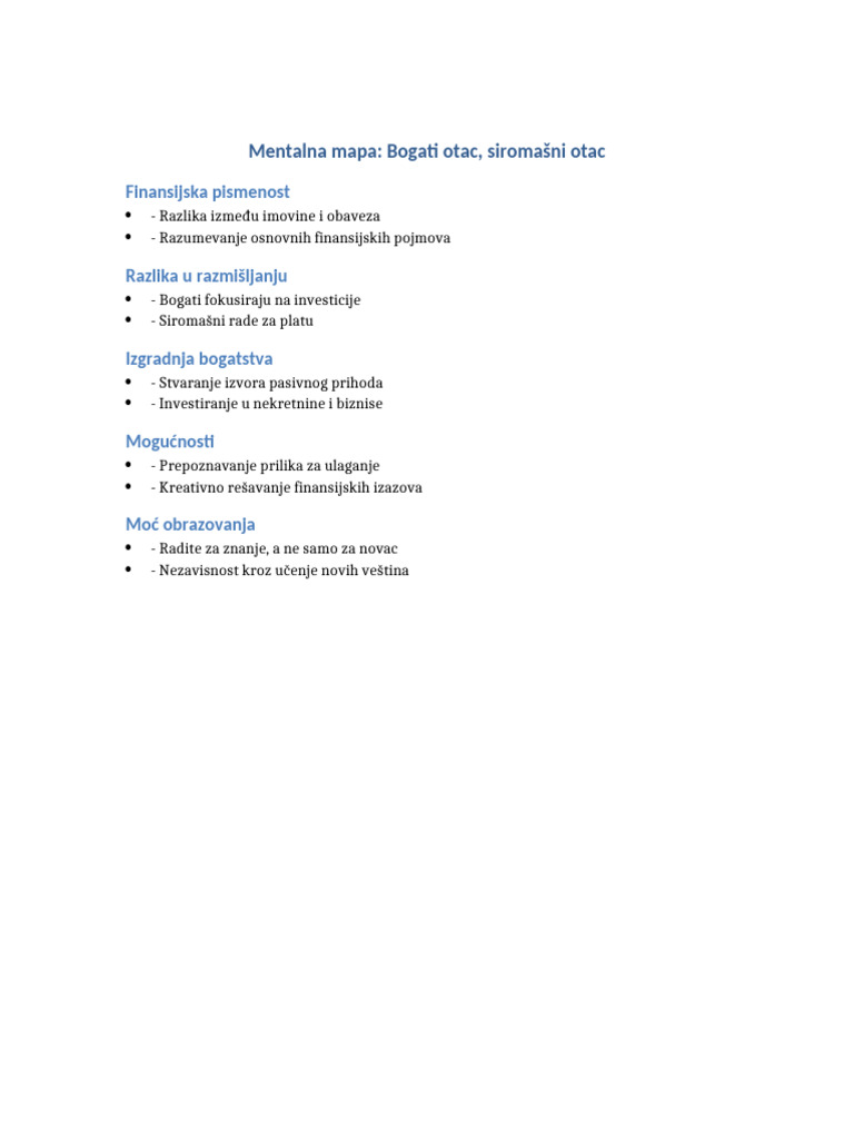 Mentalna Mapa Bogati Otac | PDF