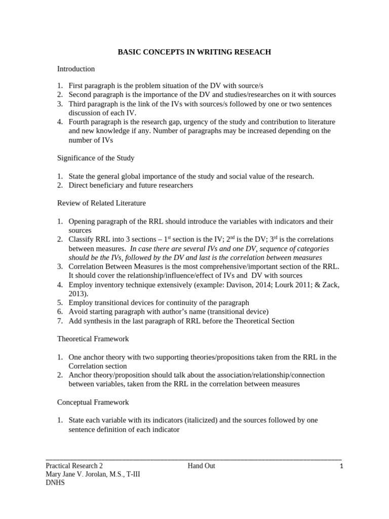 Writing Research Basics and Frameworks | PDF | Theory | Paragraph