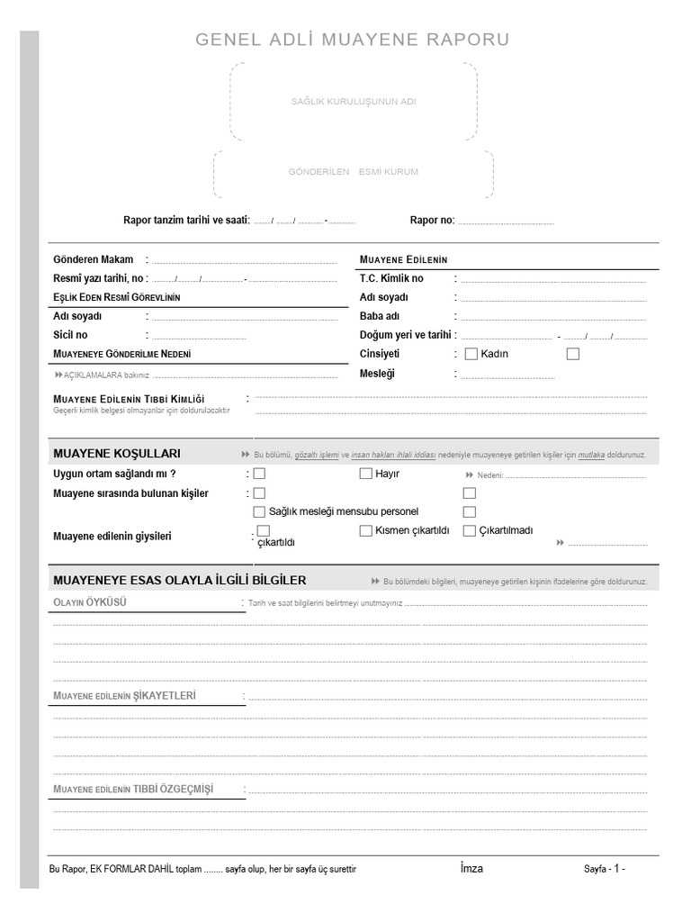 Genel Adli Muayene Raporu | PDF