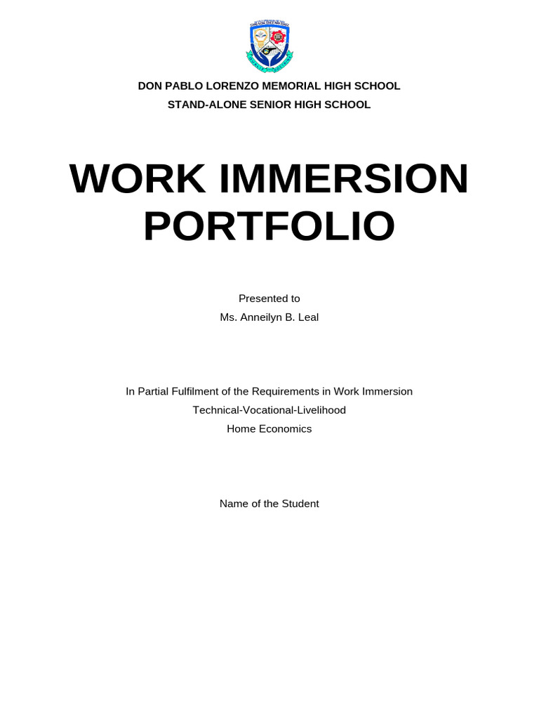 Work Immersion Portfolio (1) | PDF
