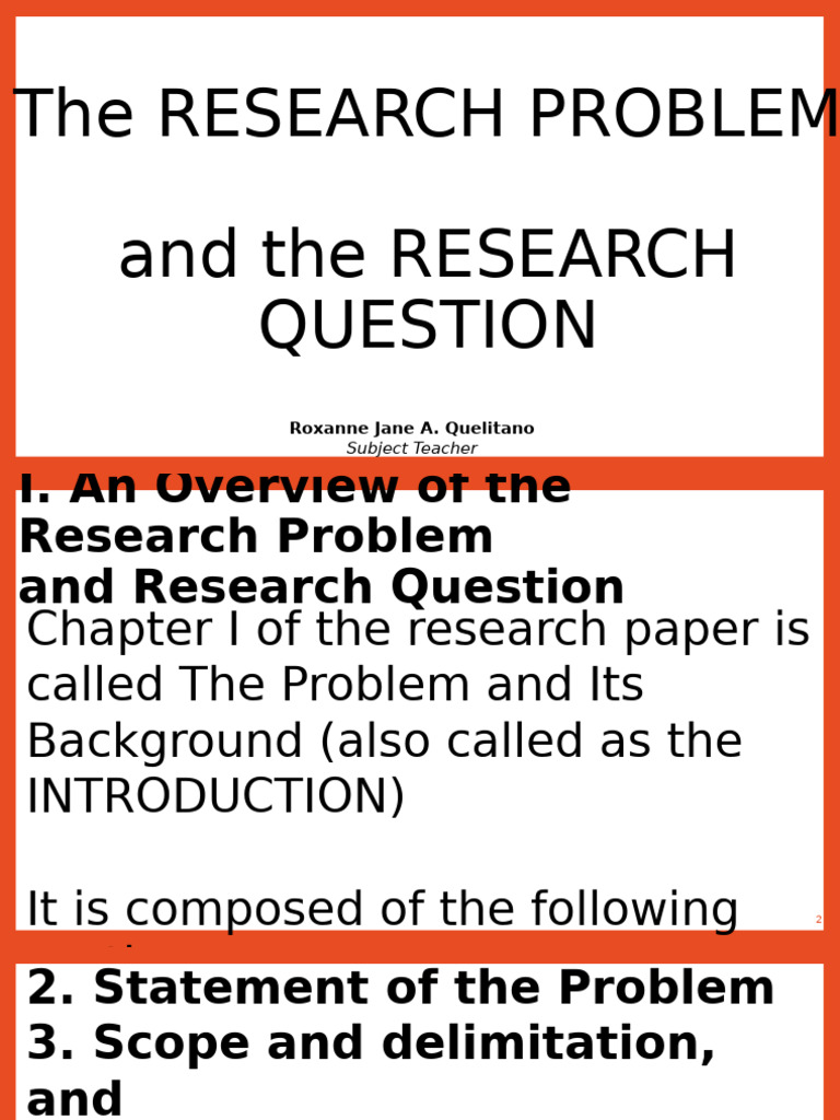 Lesson8 The Research Problem and The Research Question | PDF | Data ...