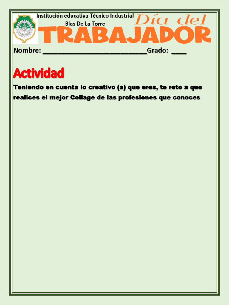 Actividad de 4 y 5 Grado Dia Del Trabajador | PDF