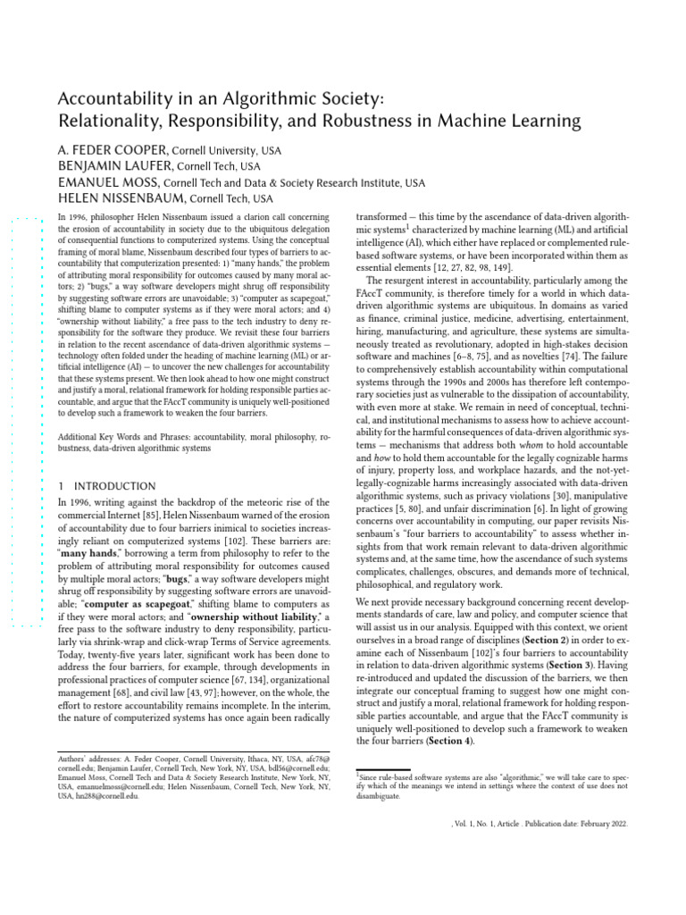 Accountability in An Algorithmic Society | PDF | Accountability ...