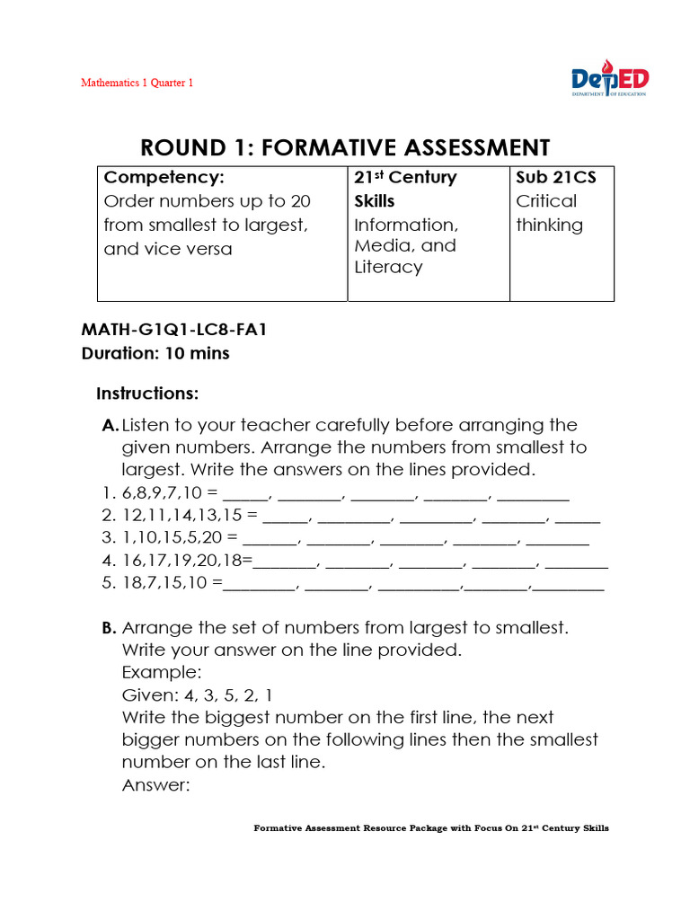 G1_Math_LC8_Q1 | PDF | Learning Methods | Education Theory