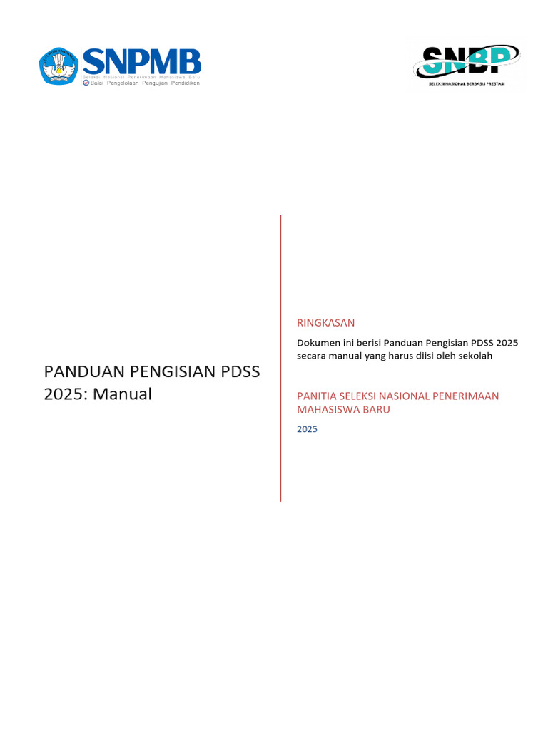 Panduan Manual Pengisian PDSS 2025 | PDF