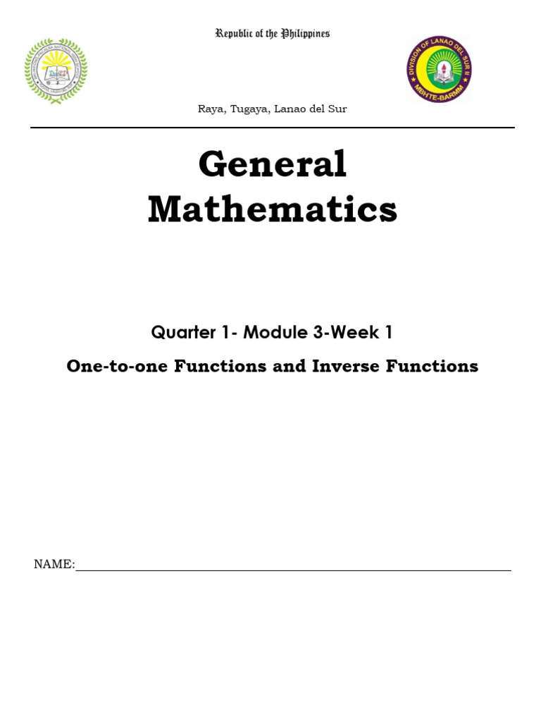 Week 1 ONe-to-One Function | PDF | Function (Mathematics) | Zero Of A ...