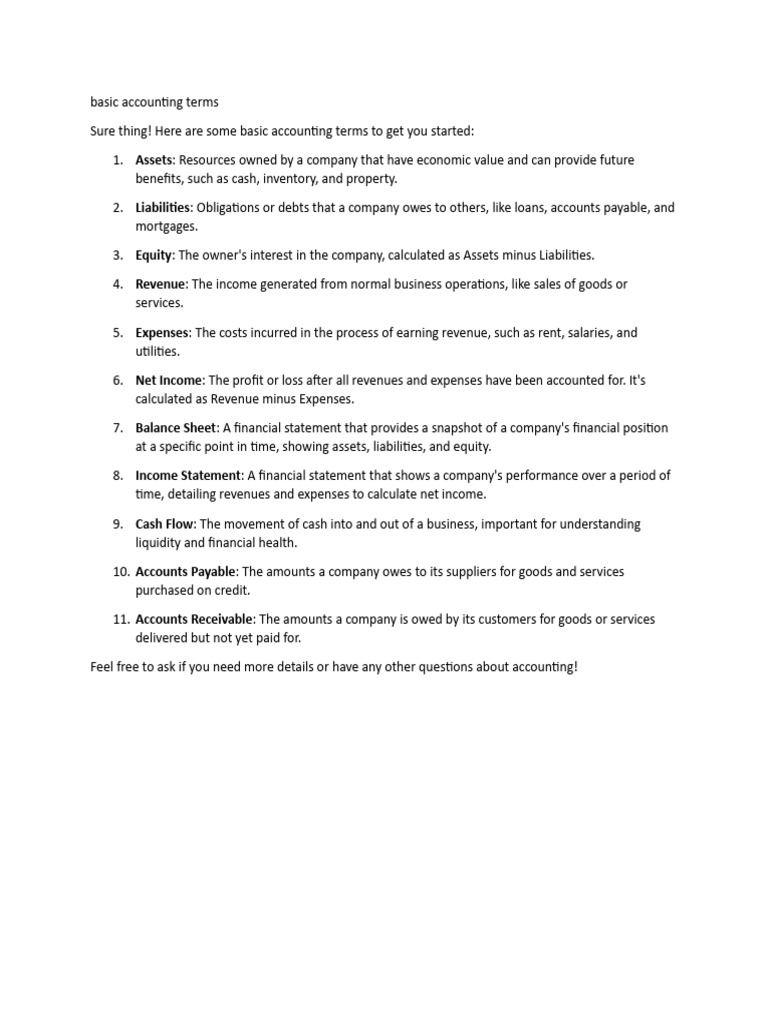 Basic Accounting Terms | PDF