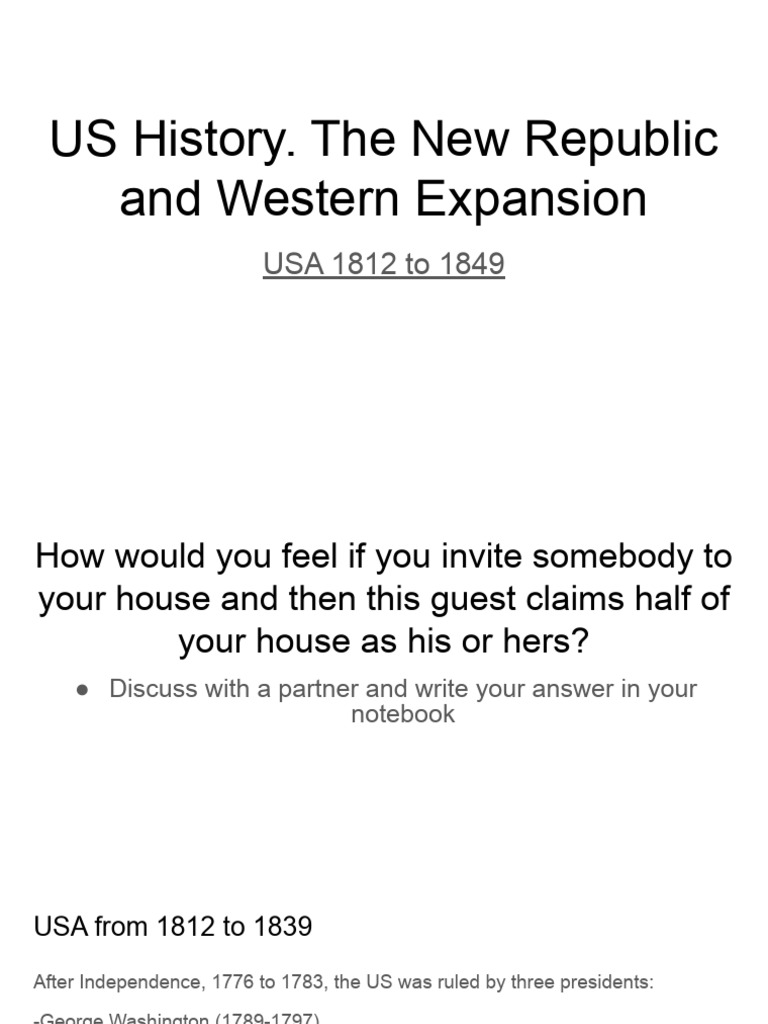 US History: The New Republic 1812-1849 | PDF | The United States ...