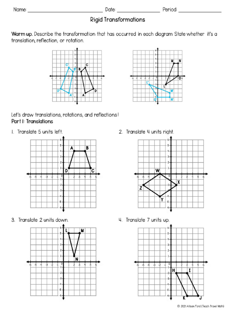 Rigid Transformations Practice | PDF