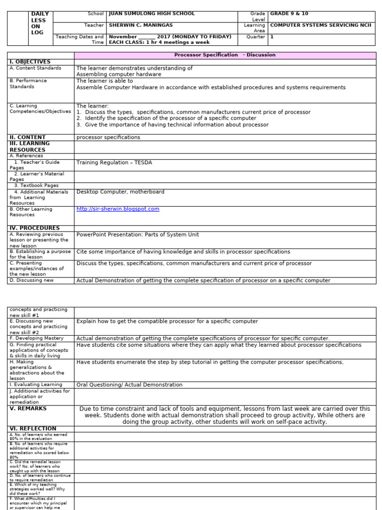 CPU Specification | PDF | Learning | Central Processing Unit