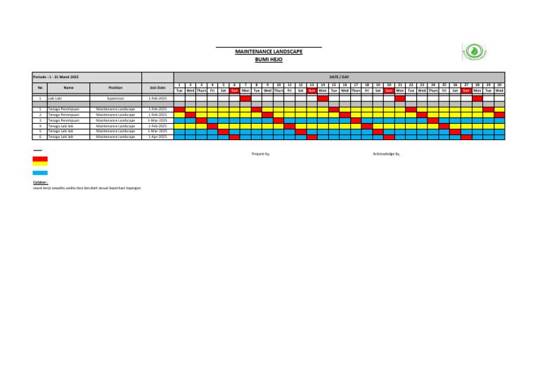 March 2025 Work Schedule | PDF