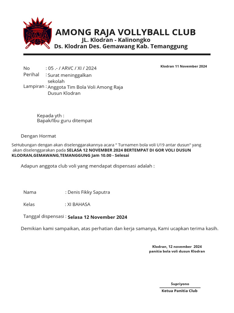 Surat Permohonan Izin - 20241112 - 084000 - 0000 | PDF