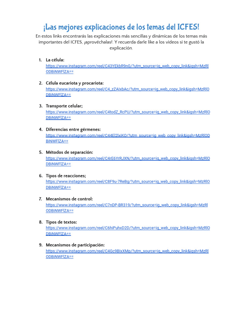 ¡Las Mejores Explicaciones de Los Temas Del ICFES | PDF