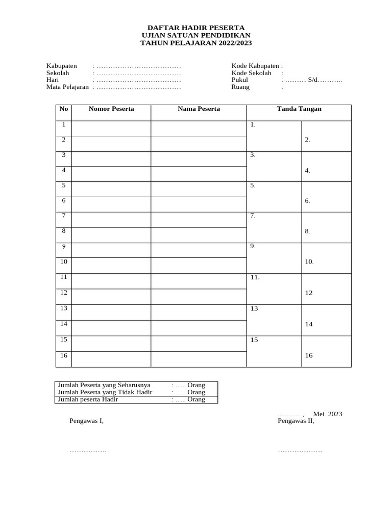 Daftar Hadir Peserta | PDF