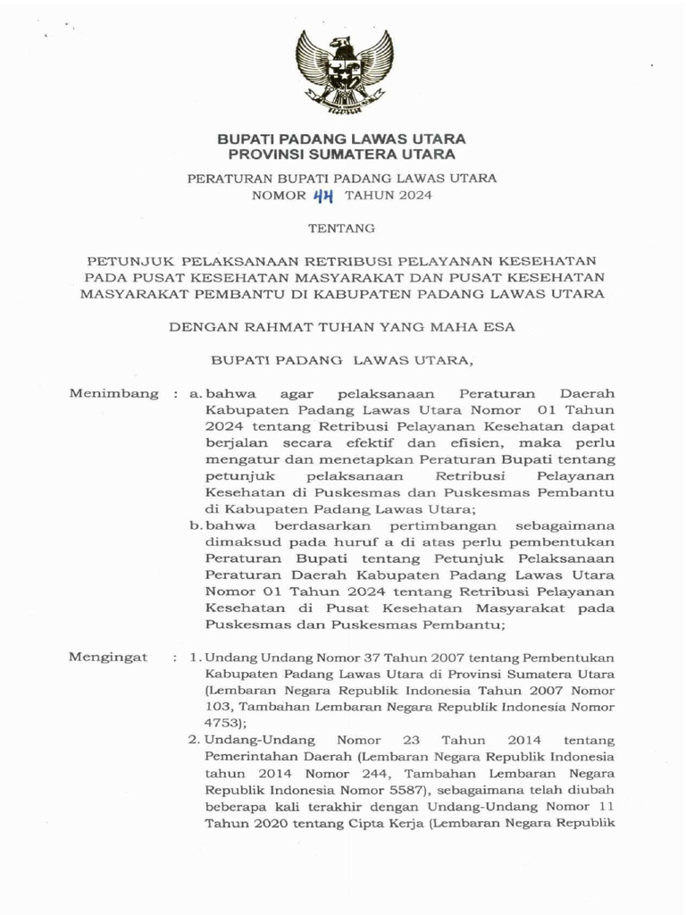 Perbub No 44 Tahun 2024 PDF | PDF