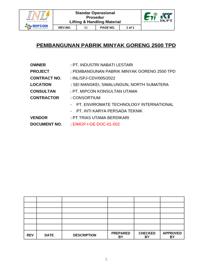 A. SOP Lifting & Handling | PDF