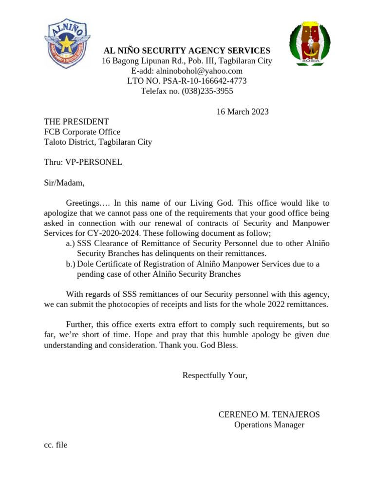 Security letter | PDF