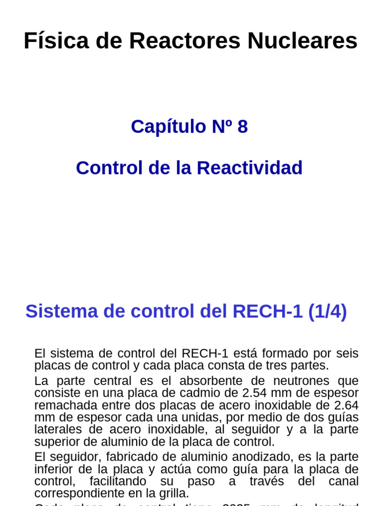 Capitulo #8 Control de La Reactividad | PDF | Tecnología energética | Ciencias fisicas