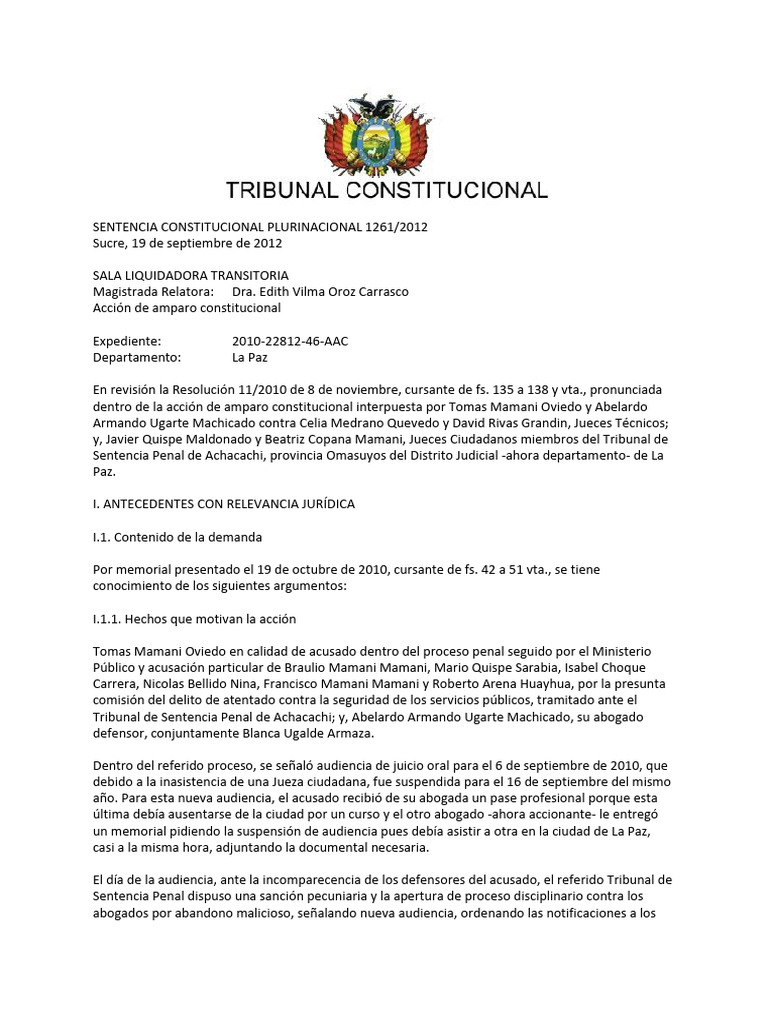 SCP 1261-12 | PDF | Apelación | Sentencia (ley)