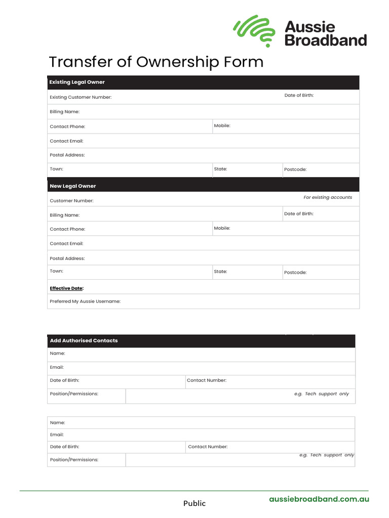 AussieBB Transfer of Ownership | PDF | Private Law