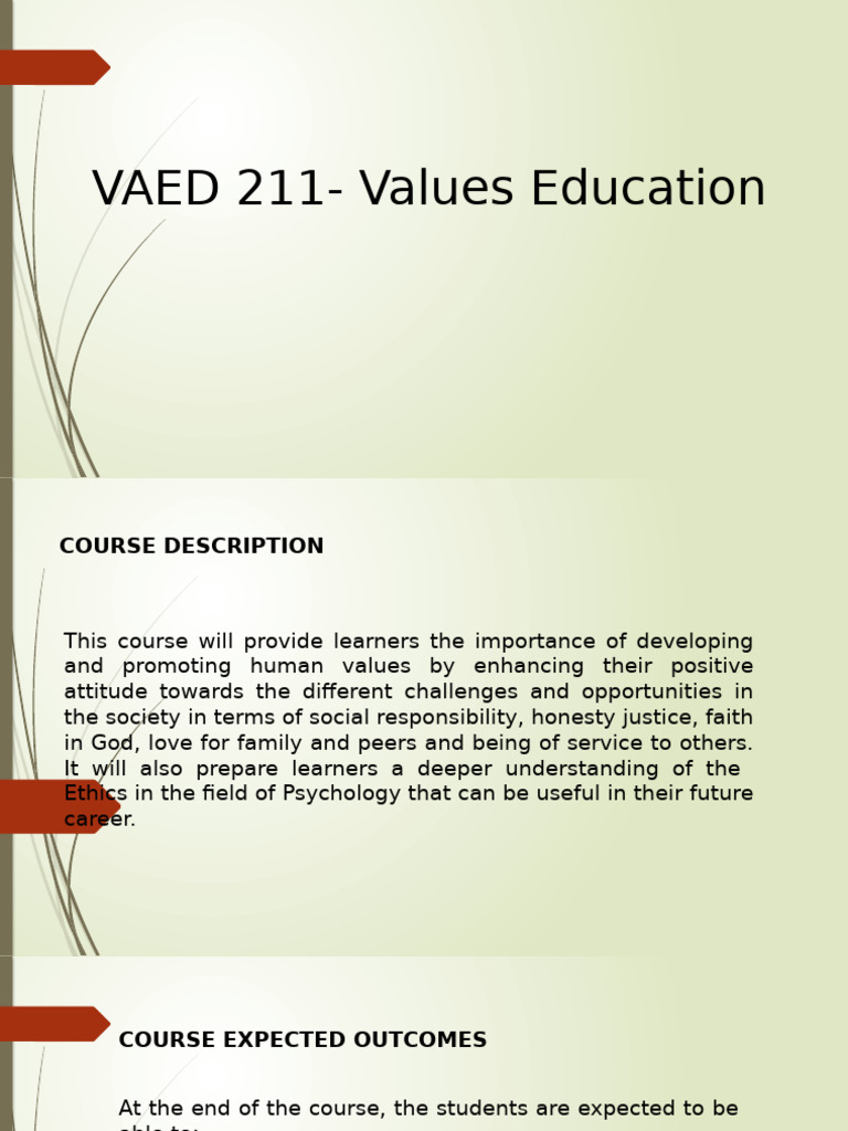 Lesson 1.1 Values - Course Description | PDF