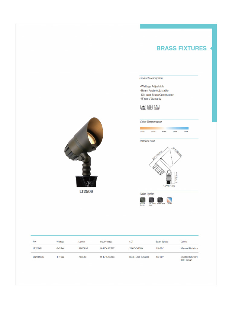 LT2506 Up Lighting for Outdoor Lighting | PDF