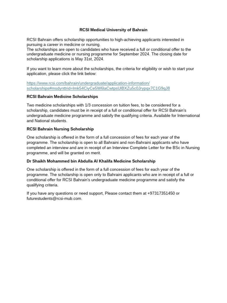 RCSI Medical University of Bahrain | PDF