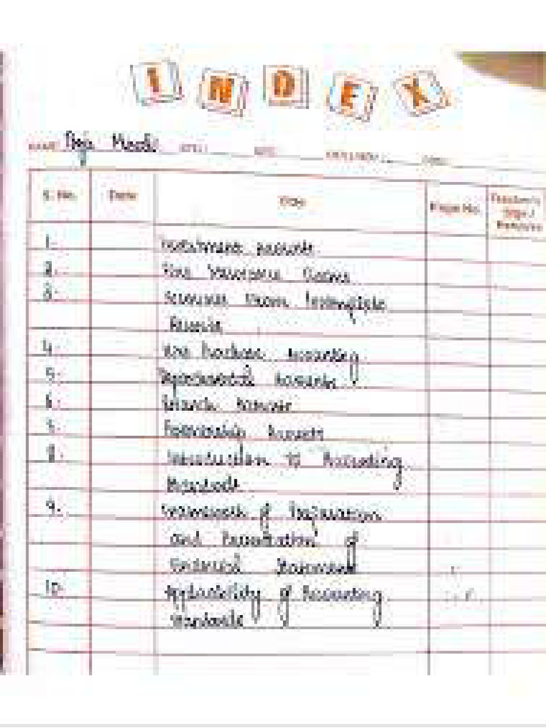 Accounts Index Notes | PDF