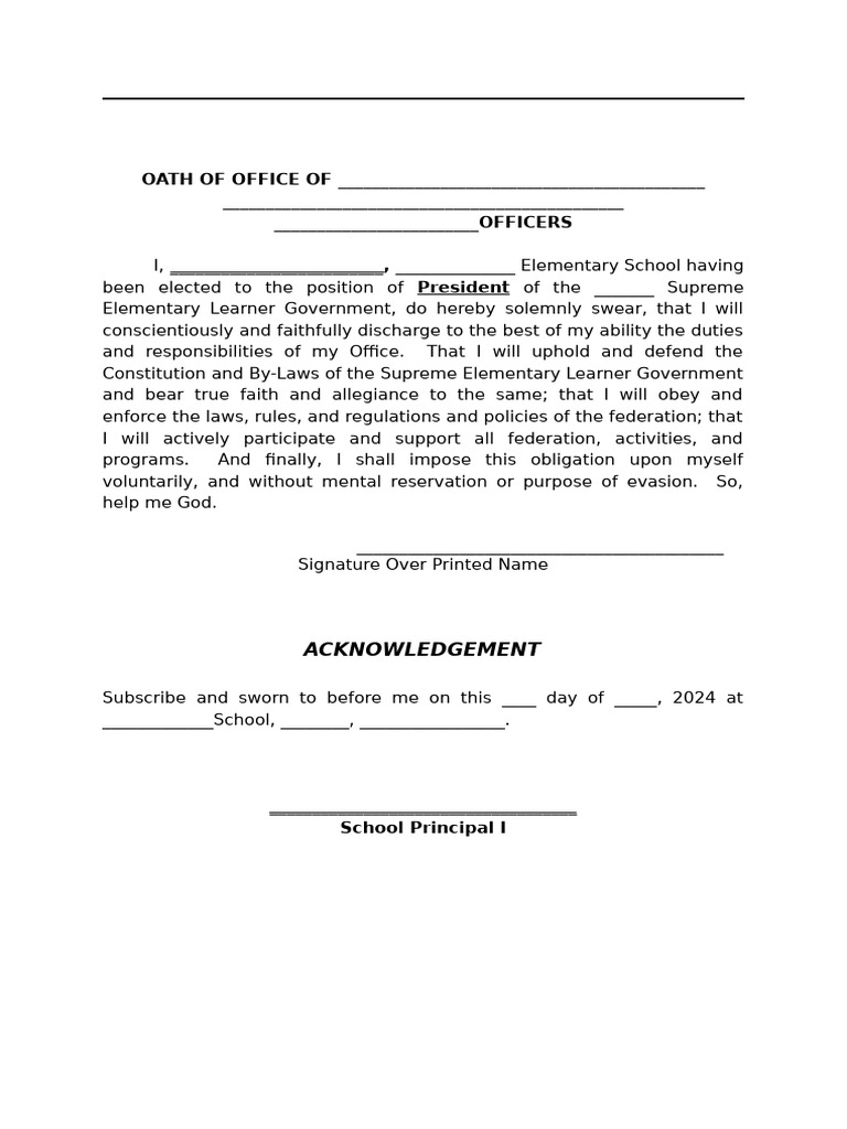 Sample OATH OF OFFICE | PDF