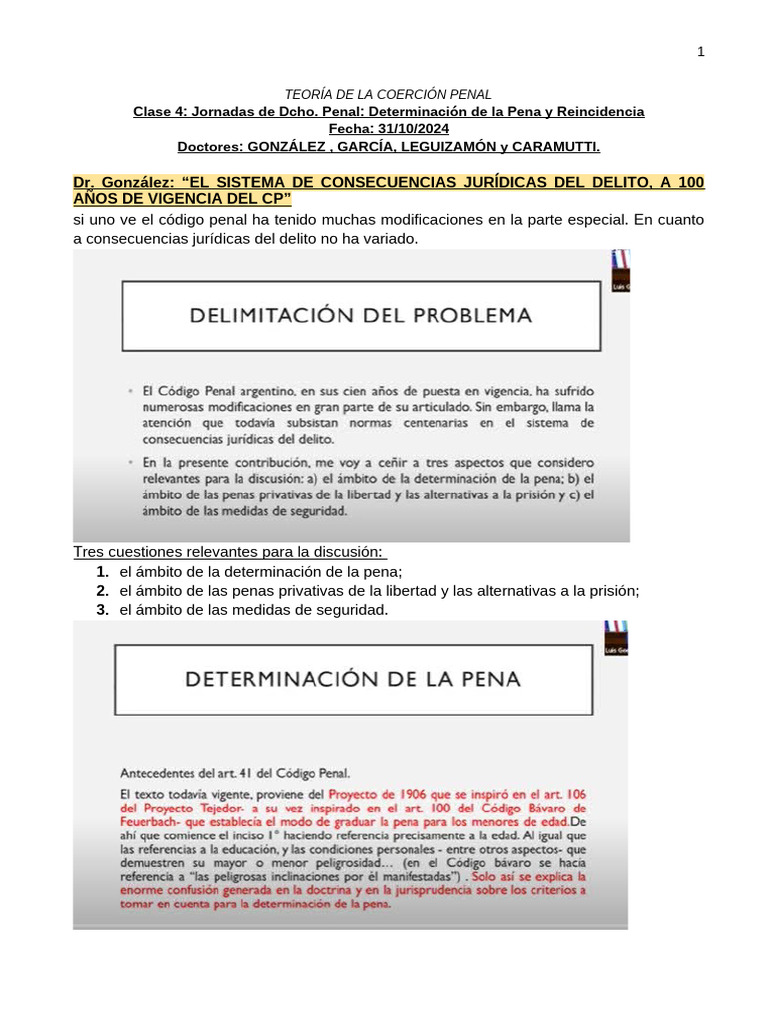 Clase 4 - Determinación de La Pena y Reincidencia. | PDF | Castigos | Derecho penal