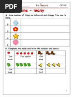 One and Many Ukg English Worksheet 3 | PDF