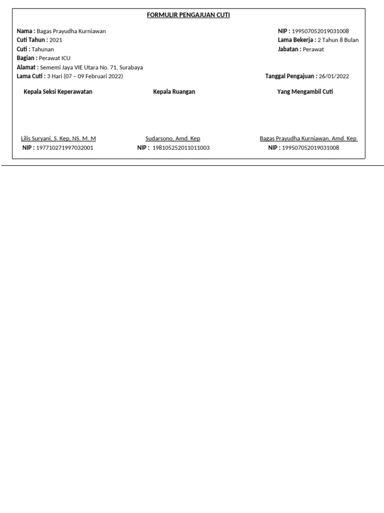 Form Cuti | PDF