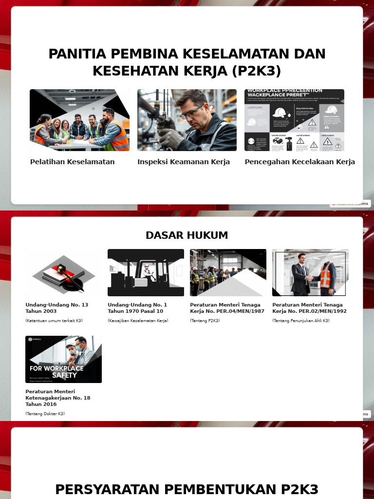 MATERI PANITIA PEMBINA KESELAMATAN DAN KESEHATAN KERJA P2K3 | PDF