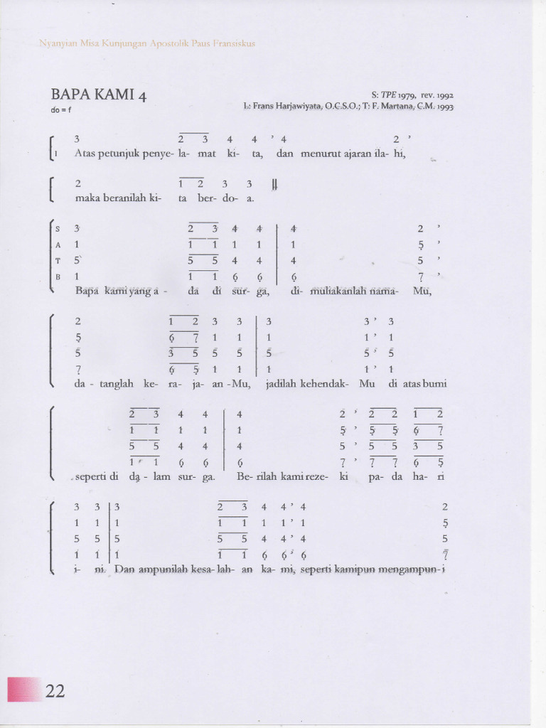 Bapa Kami Rawa Seneng SATB | PDF