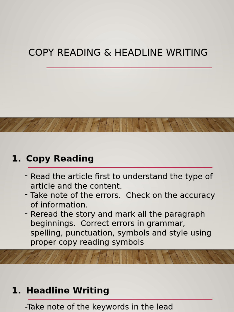 Copy Reading and Headline Writing Guide | PDF