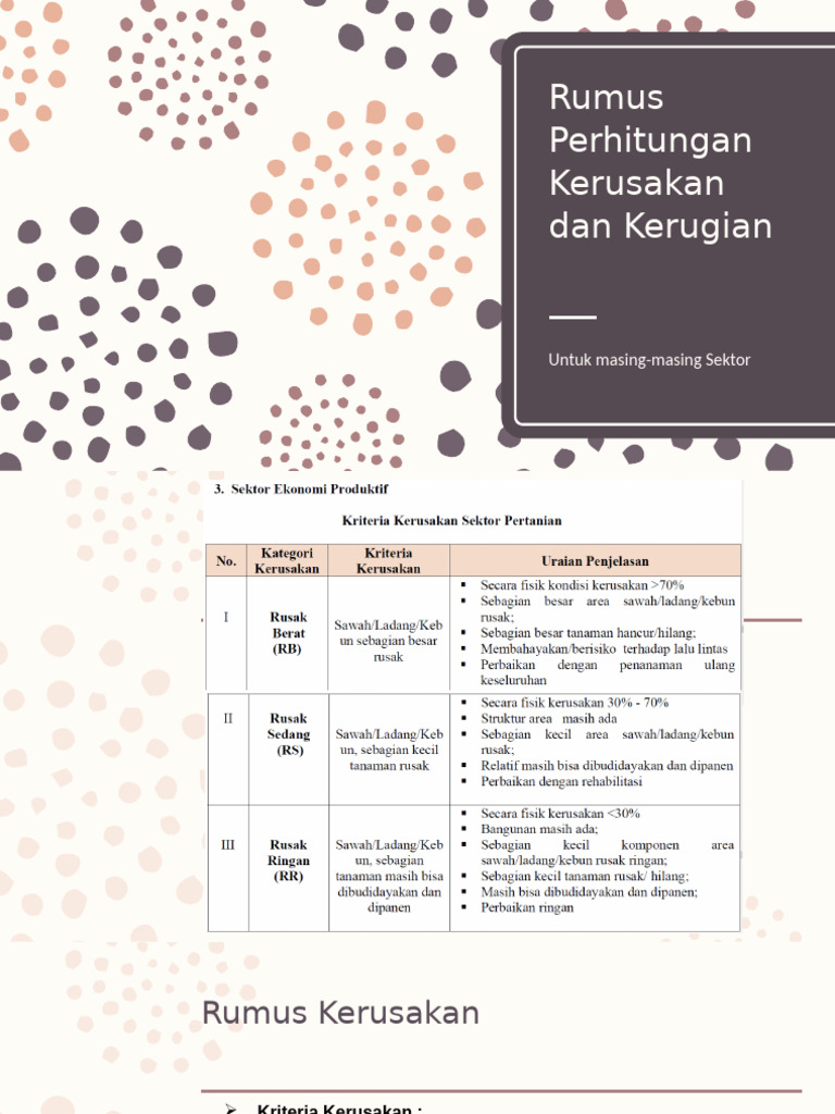 Rumus Perhitungan Kerugian Sektor Pertanian | PDF