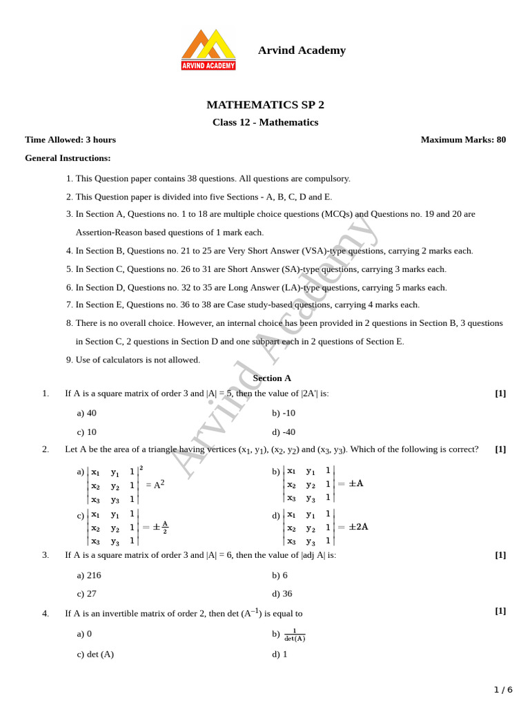 Question Mathematics SP 2_49268738_2025_01_04_03_32 | PDF ...