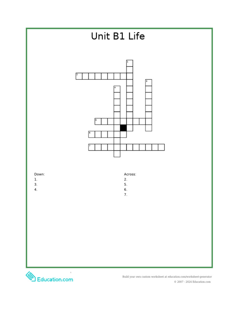 Biology Crossword B1 Life | PDF