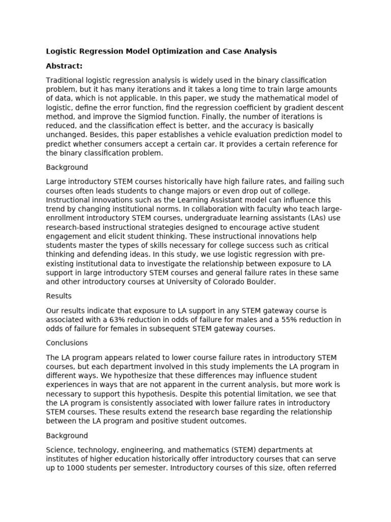 Logistic Regression Case Analysis | PDF | Logistic Regression | Cognition