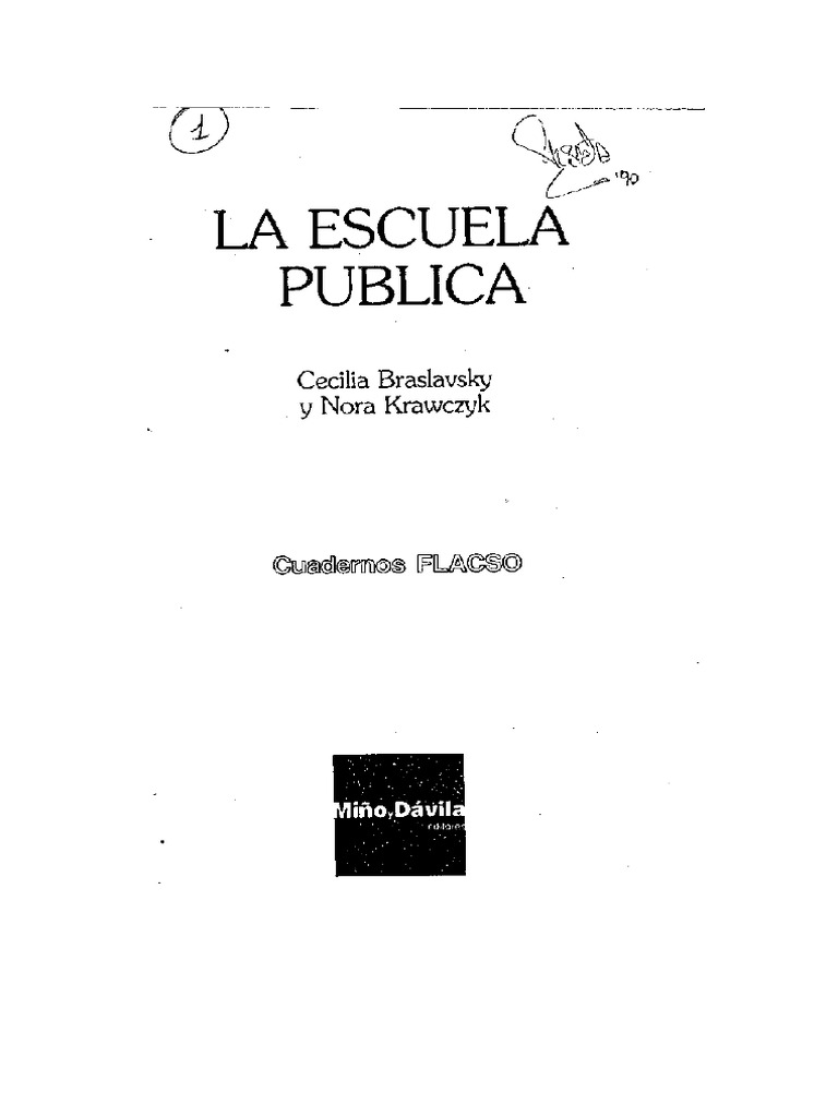 BRASLAVSKY, C y KRAWCZYK, N. - La escuela p+-ªblica | PDF