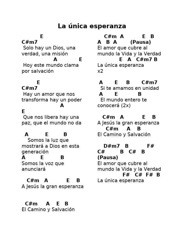 La única esperanza: Un canto de fe | PDF