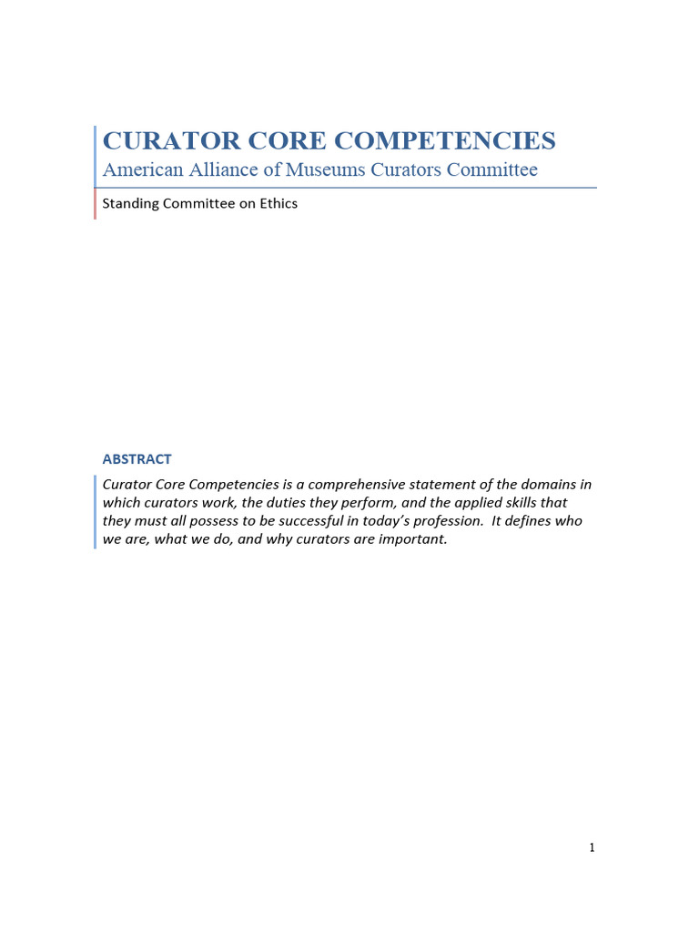 Curator Core Competencies | PDF | Curator | Museum
