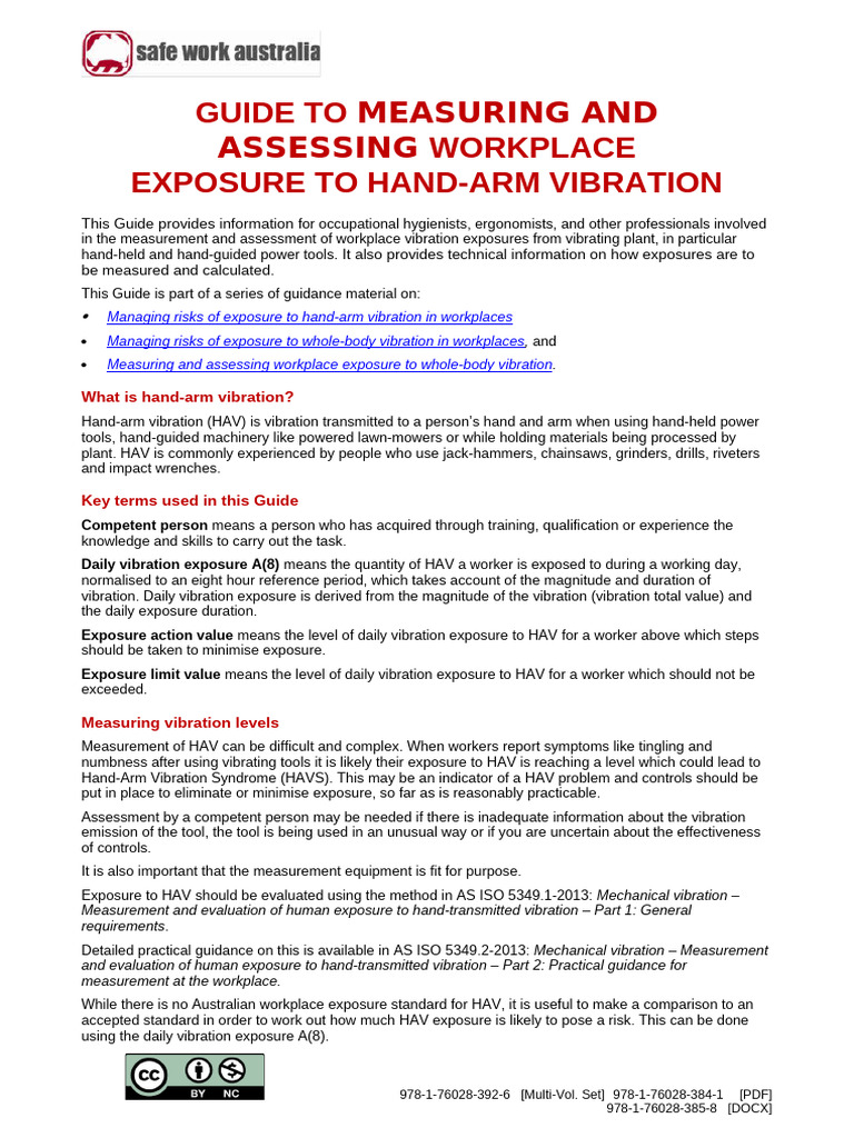 Guide To Workplace Exposure To Hand-Arm Vibration: Measuring and ...