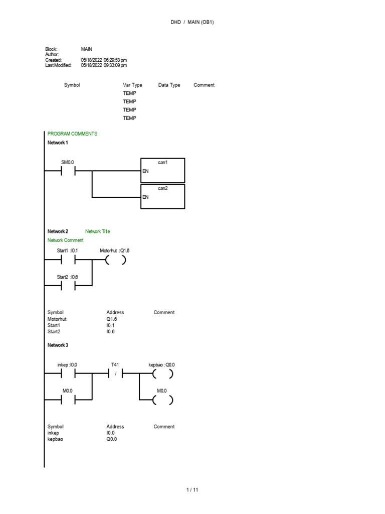 Program Comments: Network 1 | PDF