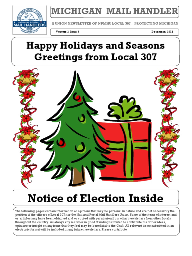 Happy Holidays and Seasons Greetings From Local 307: Notice of Election ...